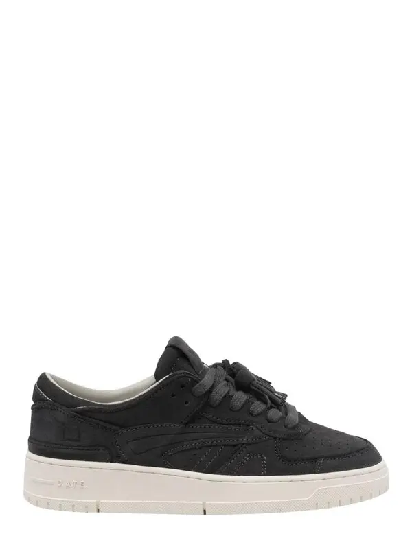 D.a.t.e. Suede Low-top Trainers With A Perforated Toe And Printed Logo - Grey