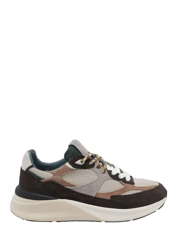D.a.t.e. Musa Suede And Mesh Low-top Trainers With An Embossed Logo - Beige