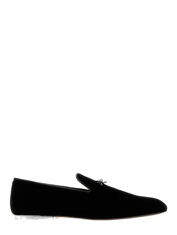TOM FORD Velvet Loafers With Bow And Pointed Toe - Black
