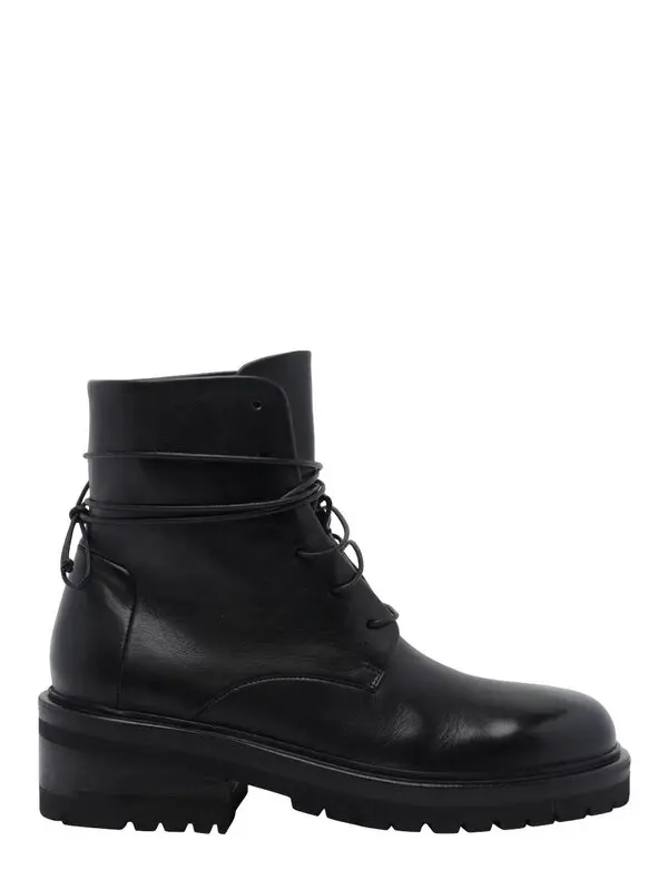 Marsèll Calzone Smooth Leather Combat Boots With Serrated Rubber Sole - Black