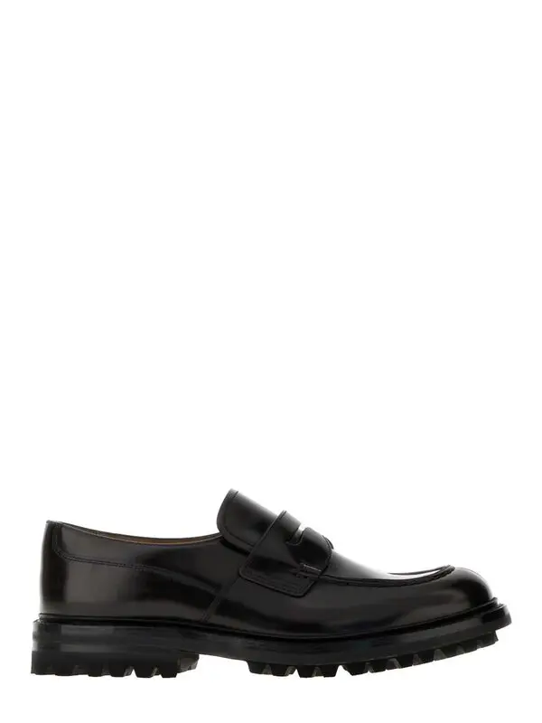 Church's Brushed Calfskin Penny Loafers With Saddle Strap And Raised Apron Toe - Brown