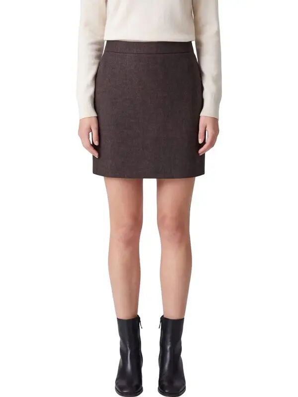 Max Mara High-waisted Virgin Wool Pencil Mini Skirt With Slim Fit - Beige
