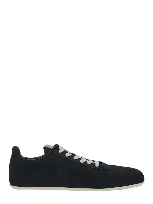 Rick Owens Low-top Suede Leather Sneakers With Rubber Sole - Black