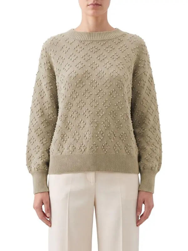 Agnona Dropped-shoulder Crewneck Jumper In Cashmere Blend With Ribbed Trims - Beige