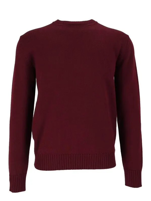 BALLANTYNE Crew-neck Merino Wool Jumper With Ribbed Trims - Red