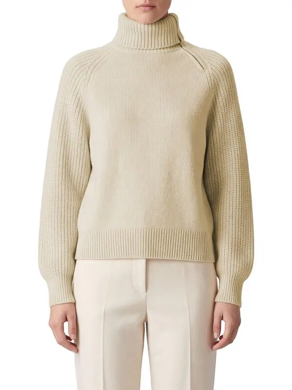 Agnona Long-sleeved Dropped-shoulder Turtleneck Jumper In Cashmere Blend - White