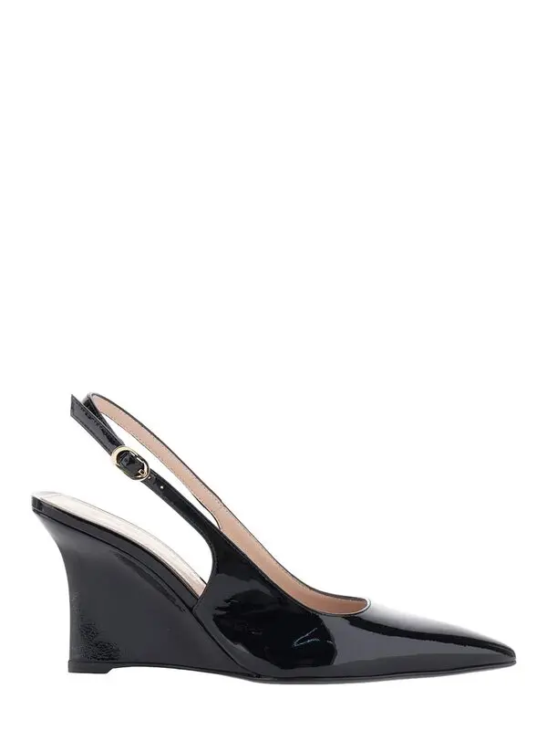 STUART WEITZMAN Vinnie Patent Leather Slingback Pumps With High Heel - Black