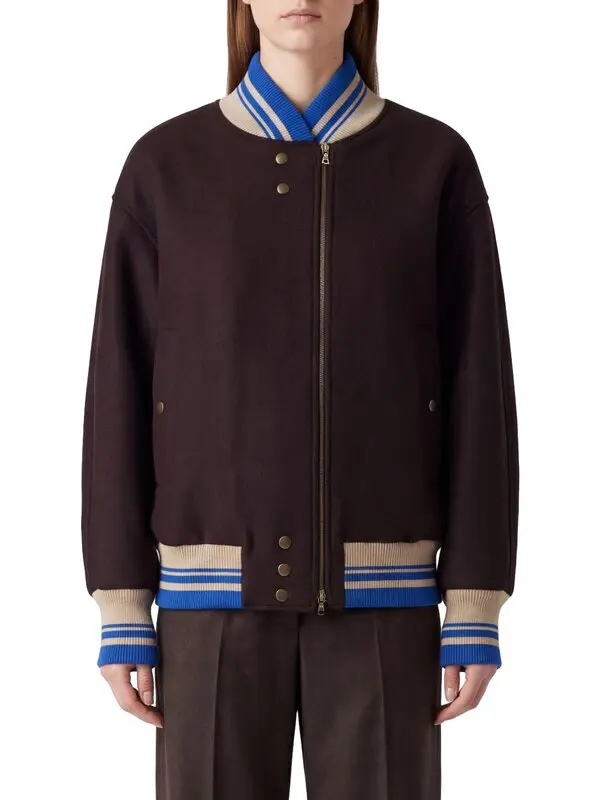 Dries Van Noten Relaxed-fit Wool-blend Bomber Jacket With Asymmetrical Zip - Violet