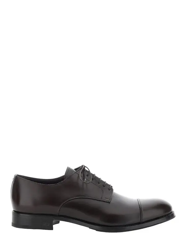 LIDFORT Smooth Leather Oxford Lace-up Shoes - Dark