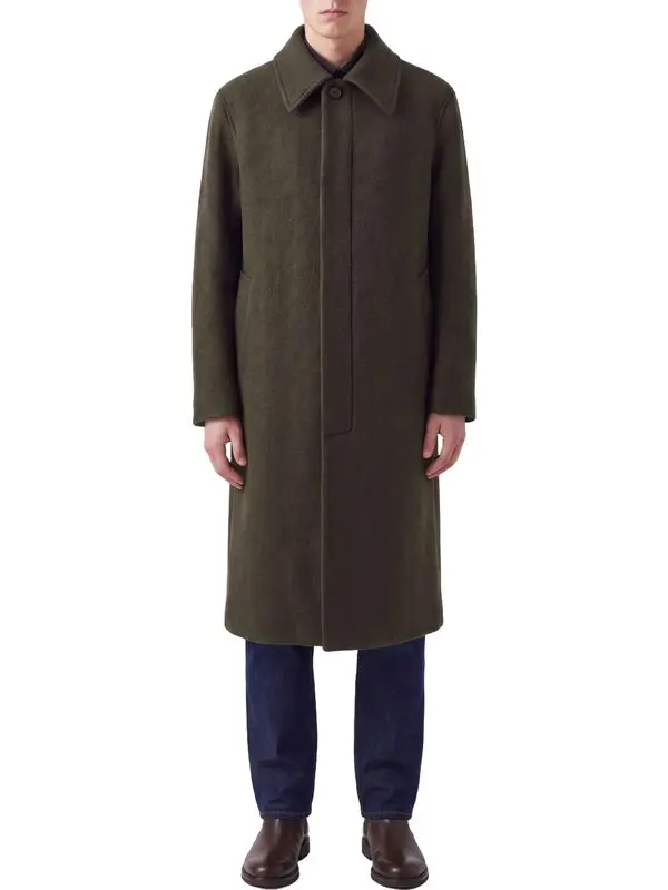 SUNFLOWER Knee-length Single-breasted Wool-blend Coat With Concealed Closure - Green