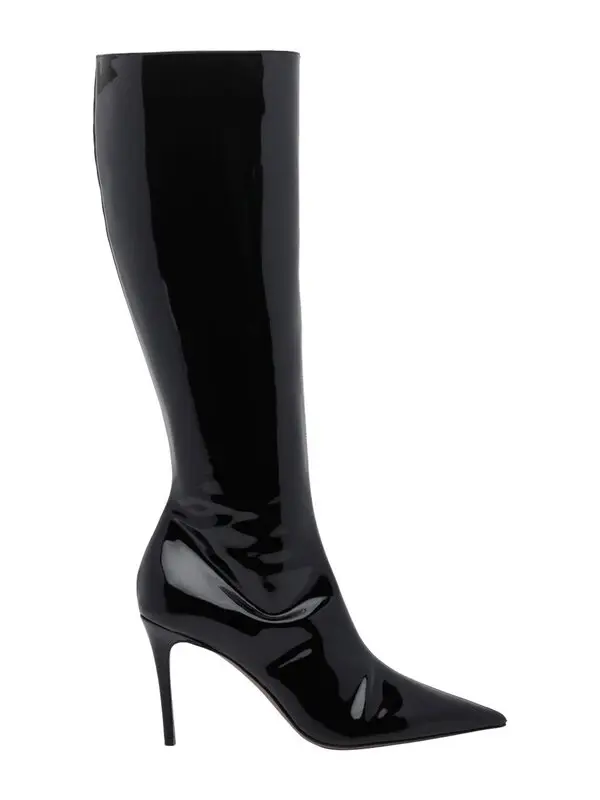 Paris Texas Vera Knee-high Patent Leather Boots With Stiletto Heel - Black