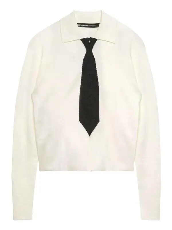 SPENCER BADU Tie-motif Wool Sweater - Neutrals
