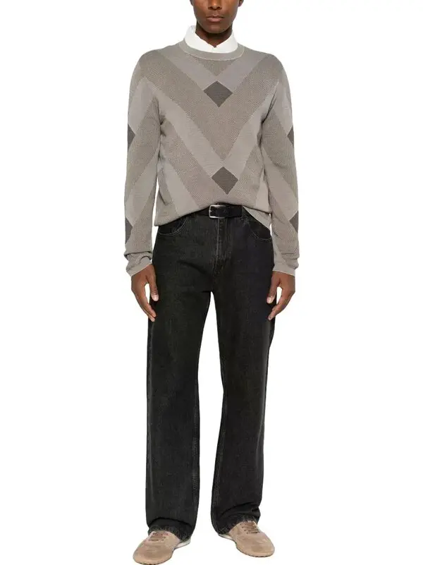 Emporio Armani Geometric-pattern Sweater - Grey