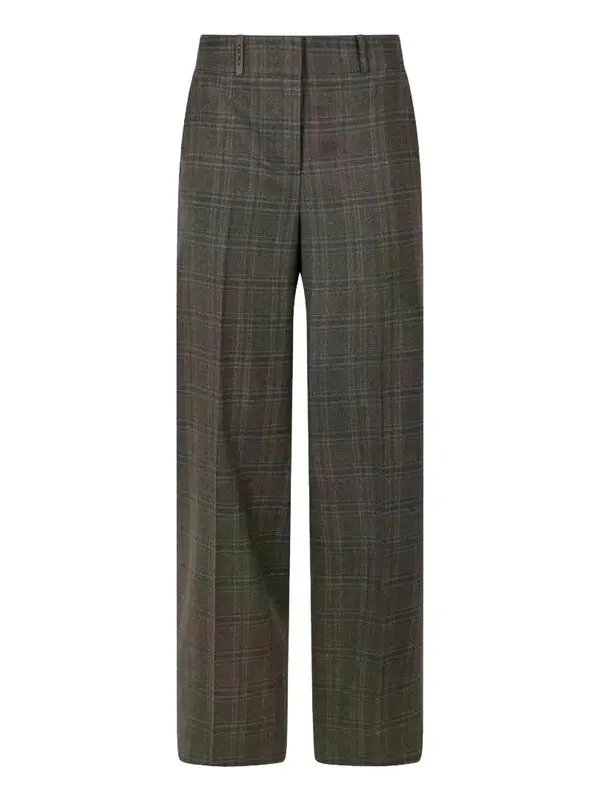 Peserico Check-pattern Wide-leg Trousers - Brown