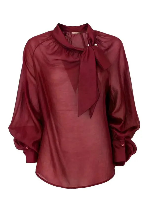 Pho Firenze Pussy-bow Blouson-sleeve Blouse - Red