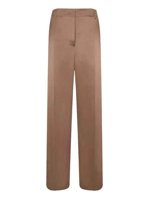 BLANCA VITA Satin-finish Palazzo Pants - Brown