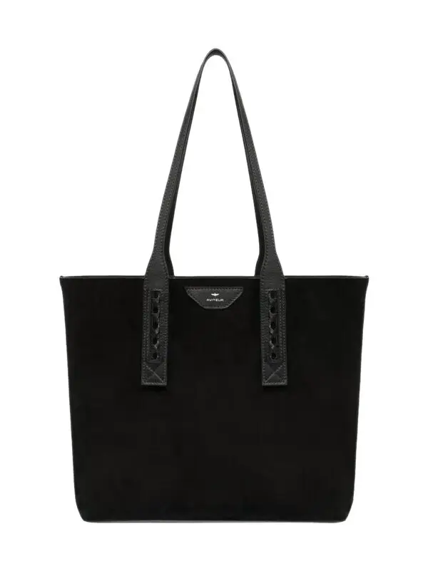 AVITEUR Woven-handle Suede Tote Bag - Black