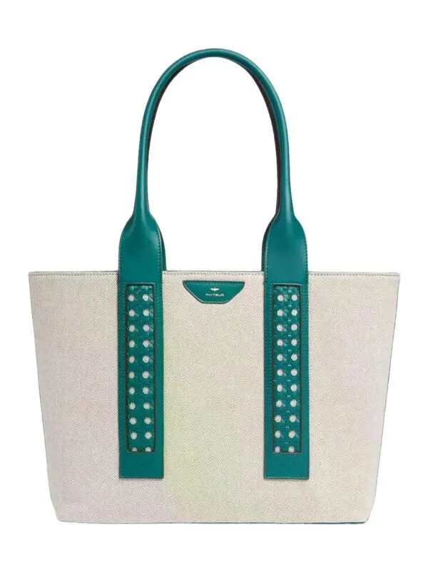 AVITEUR Cannage-weave Canvas Tote Bag - Neutrals