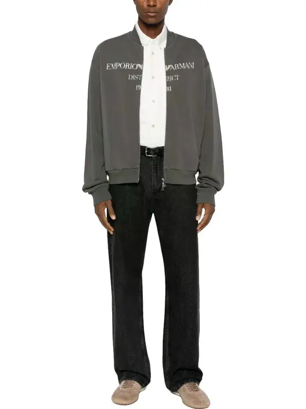 Emporio Armani Logo-print Zip-up Sweatshirt - Grey