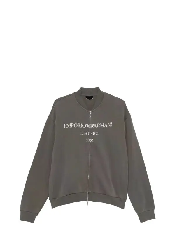 Emporio Armani Logo-print Zip-up Sweatshirt - Grey