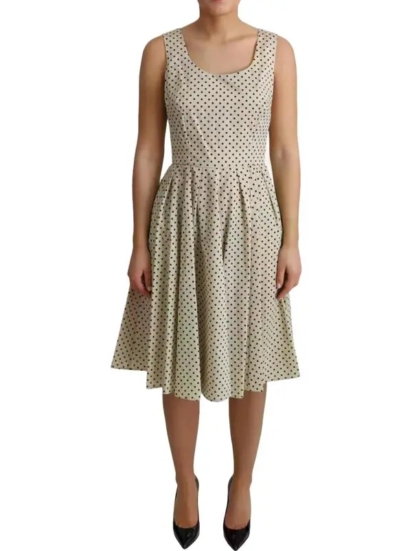 Dolce & Gabbana Polka-dot Flared Midi Dress - Neutrals