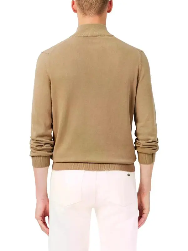 Lacoste High-neck Cotton Sweater With Zipper - Neutrals