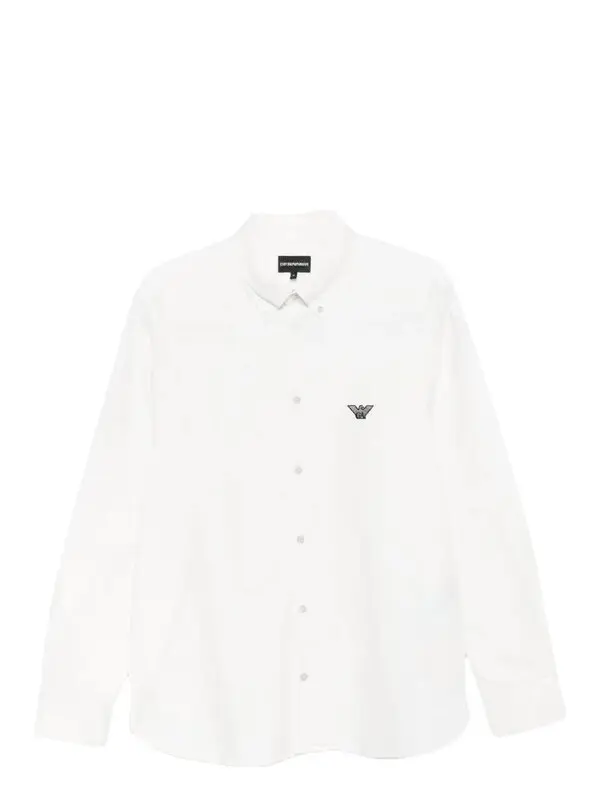 Emporio Armani Logo-patch Button-fastening Shirt - Neutrals