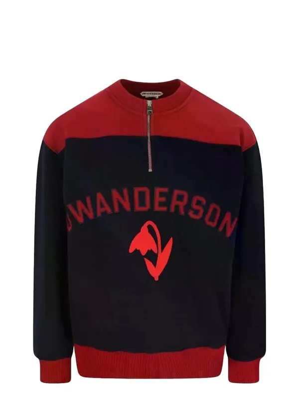 JW Anderson Logo-patch Quarter-zip Sweatshirt - Blue