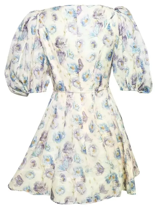 Zimmermann Tama Iris-print Mini Dress - Neutrals
