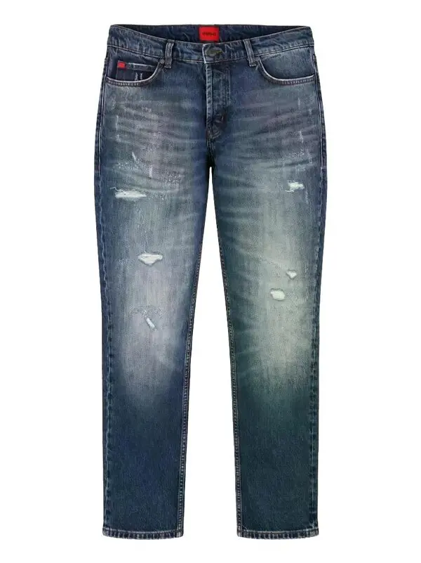 Hugo Tapered-fit Jeans In Dark- Stretch Cotton - Blue