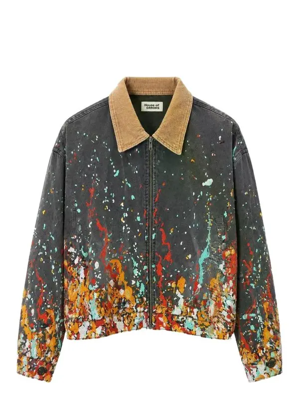 HOUSE OF ERRORS Embroidered Paint Workwear Jacket - Grey