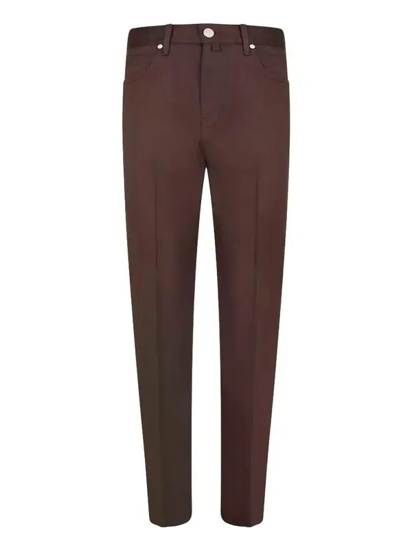 JACOB COHЁN Edo Twill-weave Pressed-crease Trousers - Brown