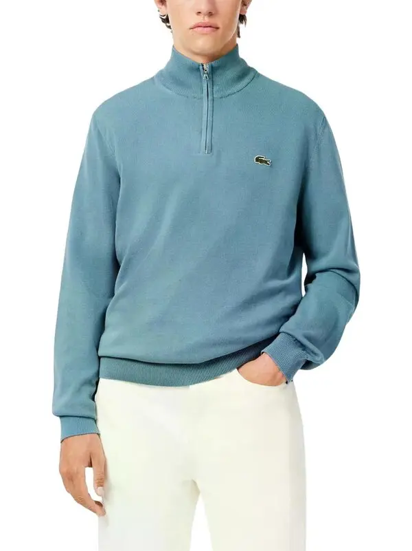 Lacoste Zipped High-neck Cotton Sweater - Blue