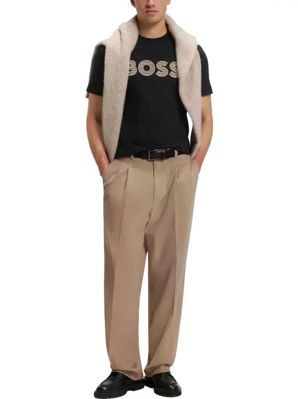 BOSS Cotton-jersey T-shirt With Logo Artwork - Black