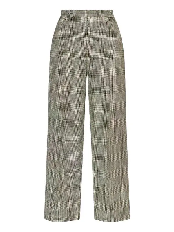 STEL Check-pattern Straight Trousers - Grey
