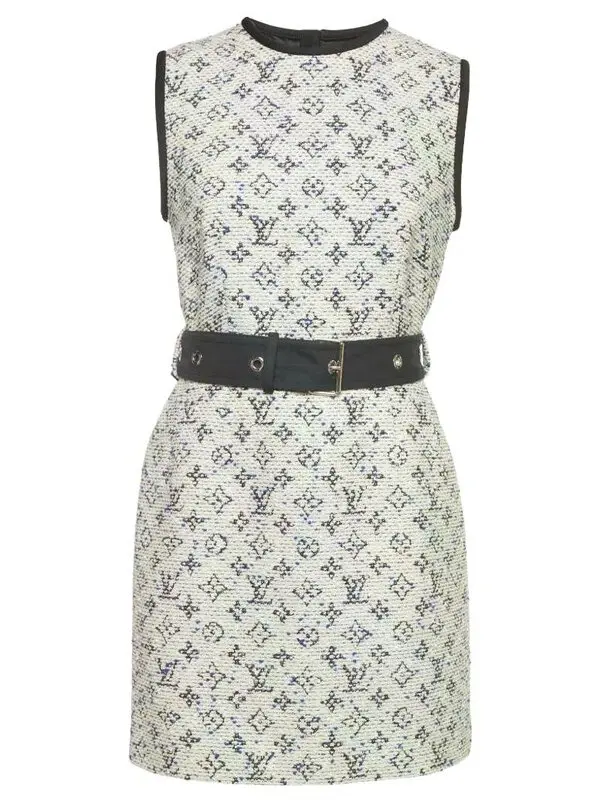 LOUIS VUITTON Monogram-pattern Mini Dress - Neutrals