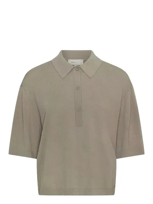 STEL Short-sleeved Knit Polo Shirt - Brown