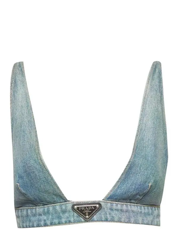 Prada Logo-plaque Bralette Top - Blue