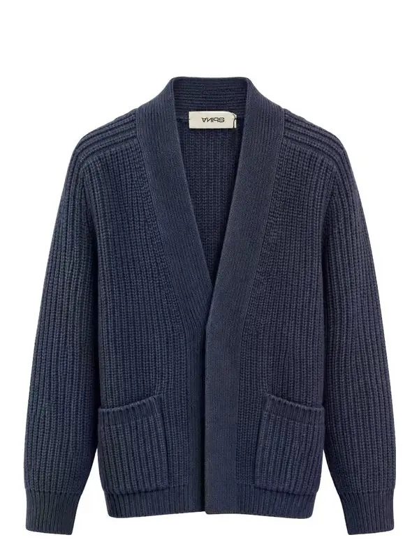 ANIPS Ribbed-knit V-neck Cardigan - Blue
