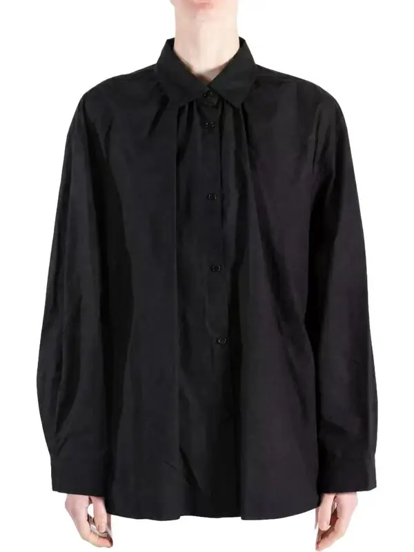 AMOMENTO Pleated Long-sleeve Shirt - Black
