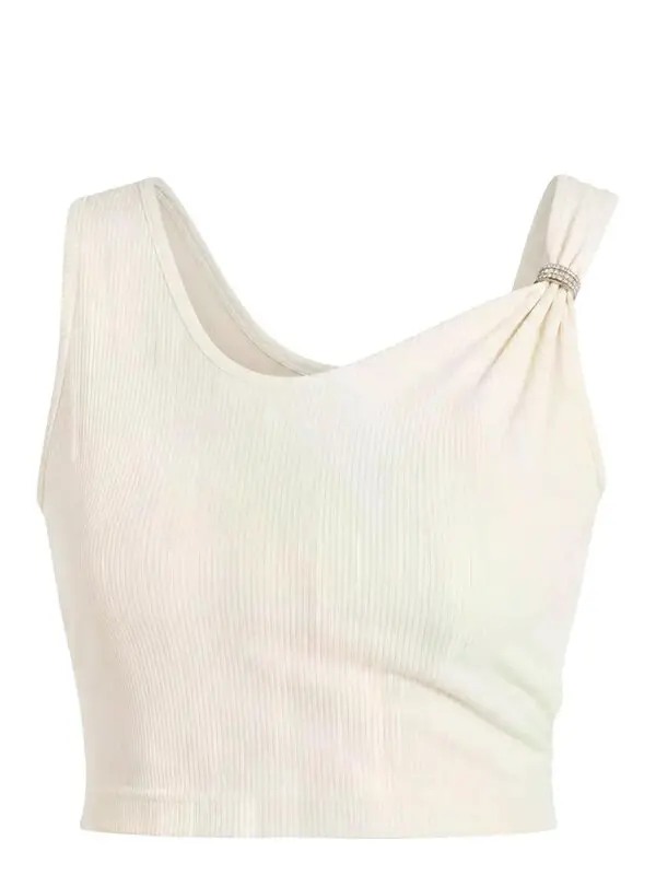 Guess Crystal-embellished Ribbed Crop Top - Neutrals