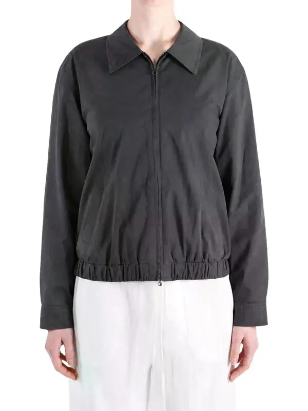 AMOMENTO Elasticated-hem Zip-up Bomber Jacket - Grey
