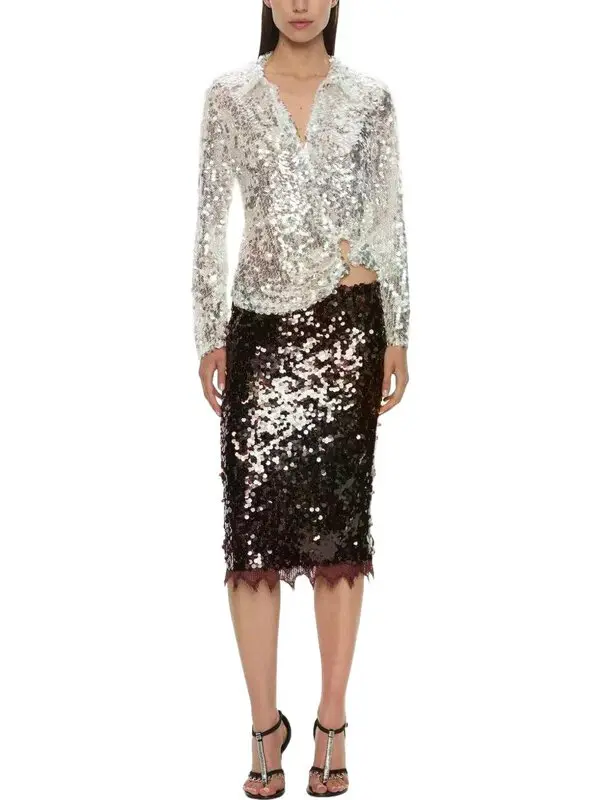 Christopher Esber Opaline Sequin-embellished Shirt - Grey