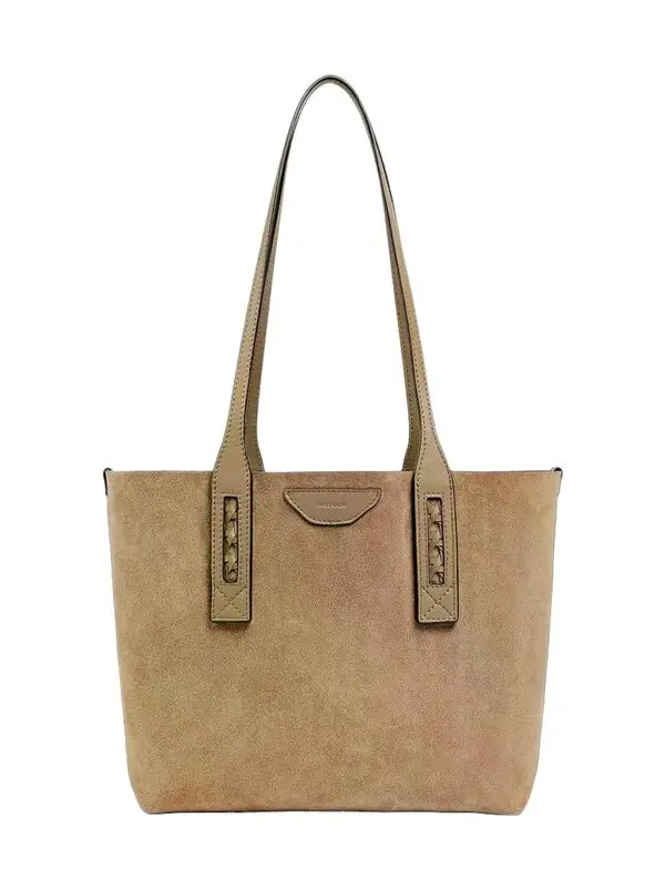 AVITEUR Woven-detail Suede Tote Bag - Neutrals
