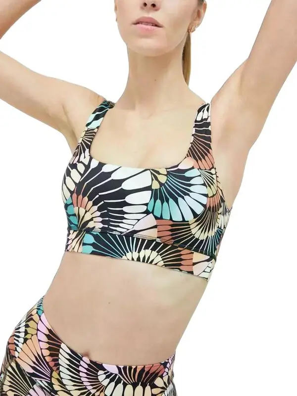 BILLABONG Summit Abstract-print Scoop-neck Sports Bra - Black