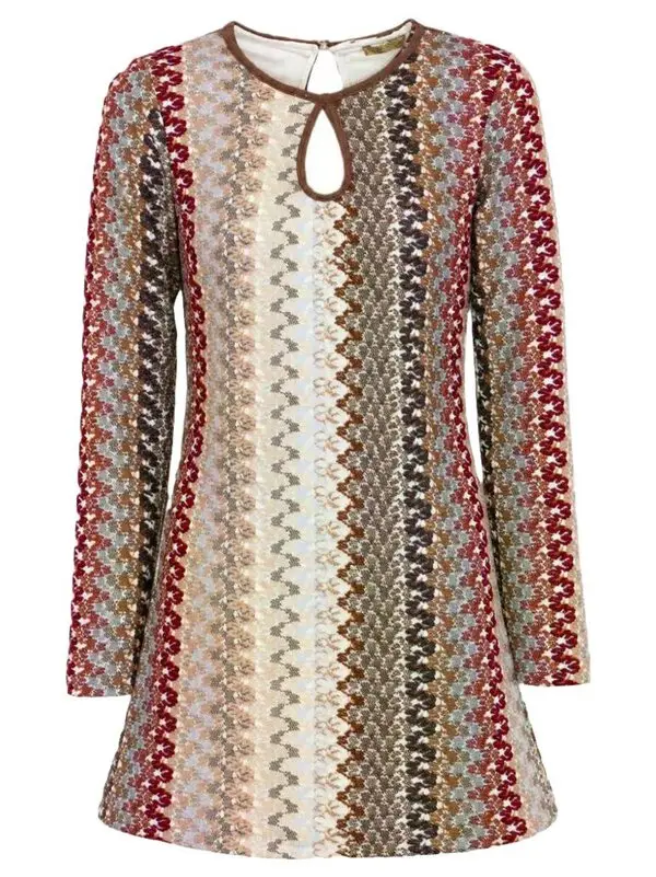 Pho Firenze Jacquard-knit Zigzag Mini Dress - Neutrals