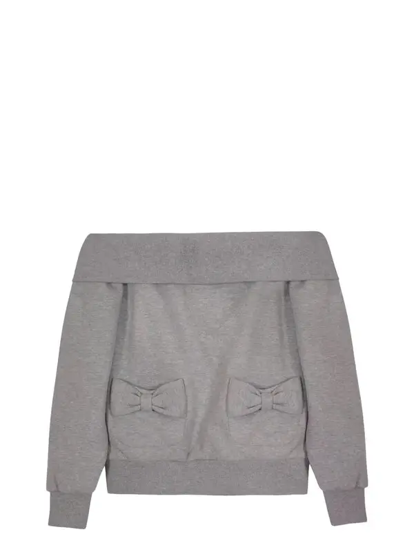 Sandy Liang Neston Bow-detail Sweatshirt - Grey