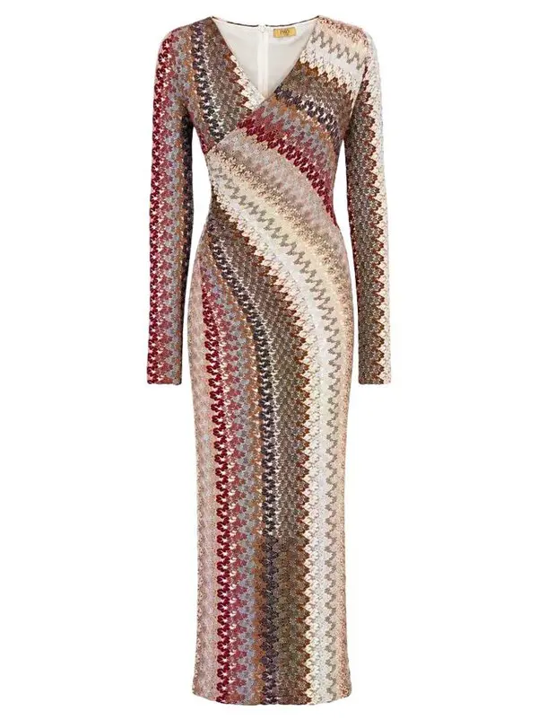 Pho Firenze Zigzag-pattern Jacquard-knit Maxi Dress - Neutrals