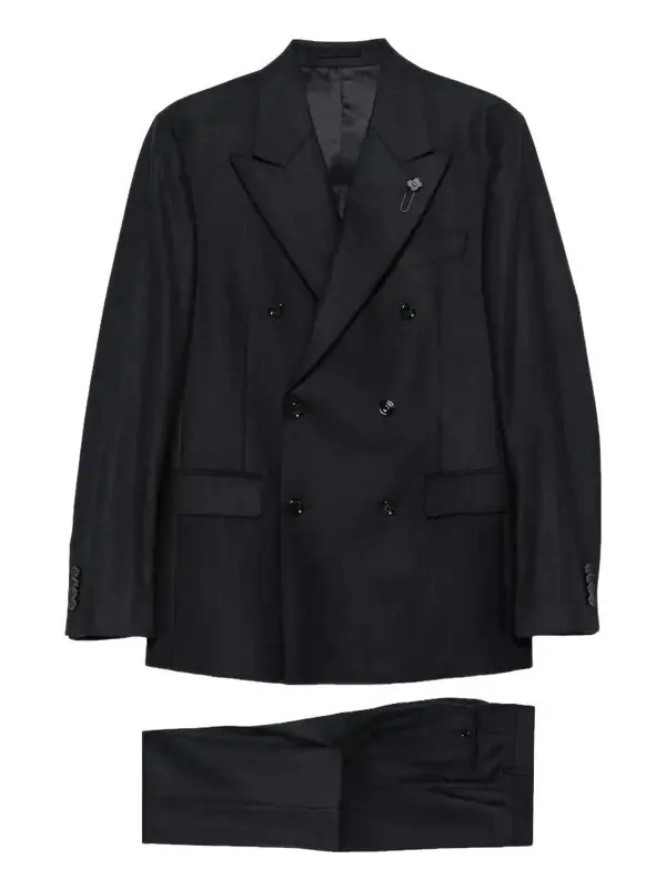 LARDINI Double-breasted Pinstripe Suit - Blue