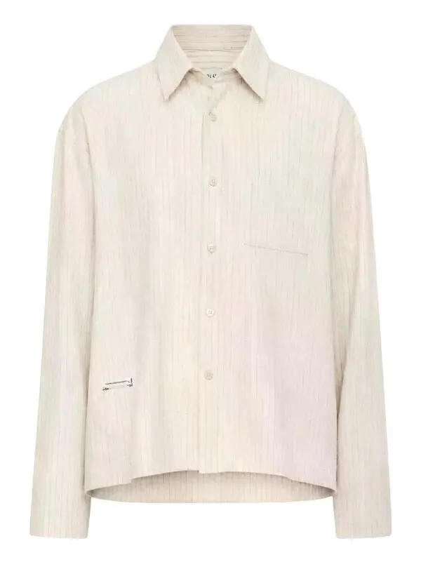 SONG FOR THE MUTE Pinstripe-pattern Cropped Shirt - Neutrals
